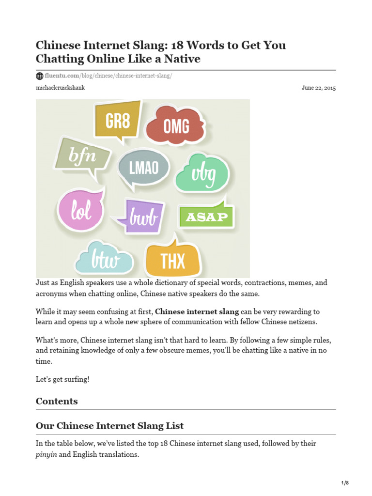 chinese-internet-slang | Download Free PDF | Online And Offline | We Chat