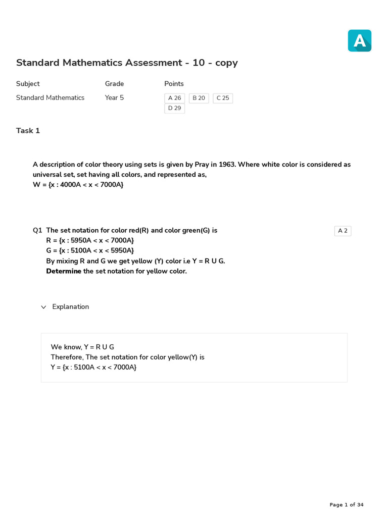 Standard Mathematics Assessment - 10 - Copy 3EMFGX With Markscheme ...