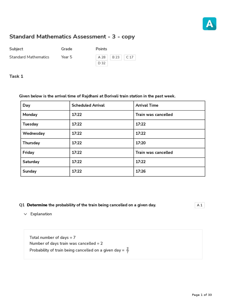 Year 5 Math & Data Analysis Tasks | PDF