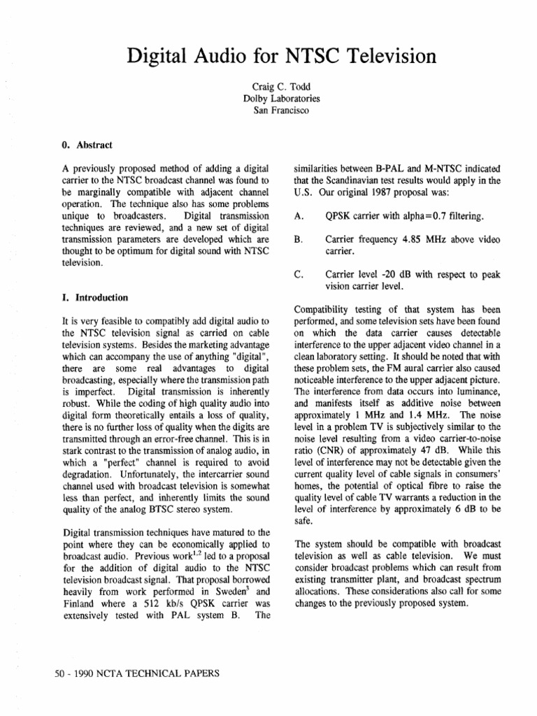 1990-digital-audio-for-ntsc-television | PDF | Filter (Signal ...