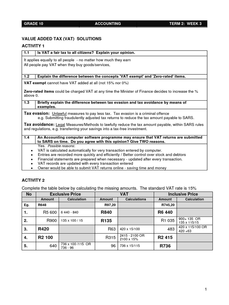 Grade 10 VAT Accounting Guide | PDF | Value Added Tax | Taxes