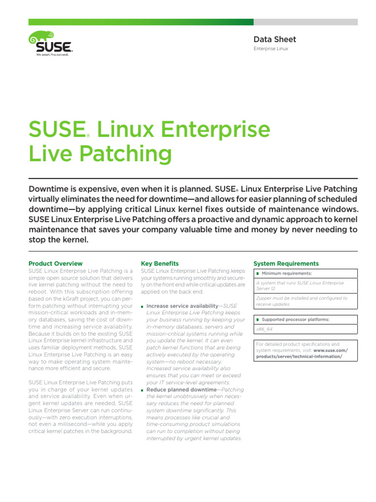 Manual Suse Linux Enterprise Server 12 Live Patchi | PDF | Linux | Computer Science