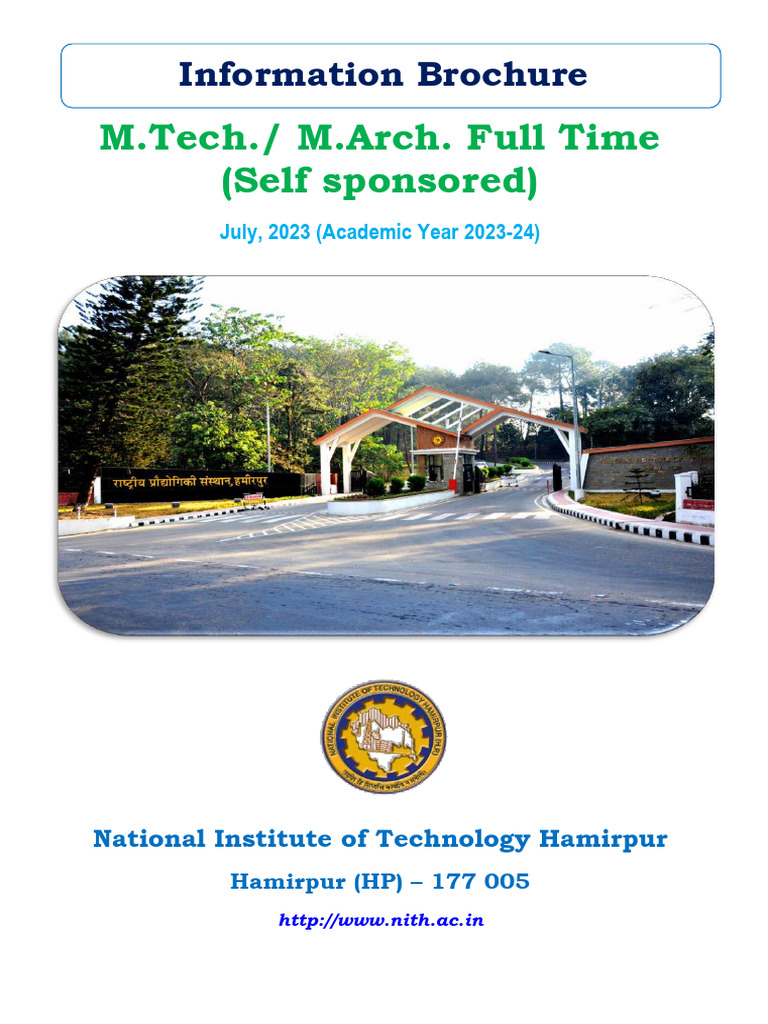 M.Tech and M.Arch Information Brochure | PDF | Engineering | Academic Degree