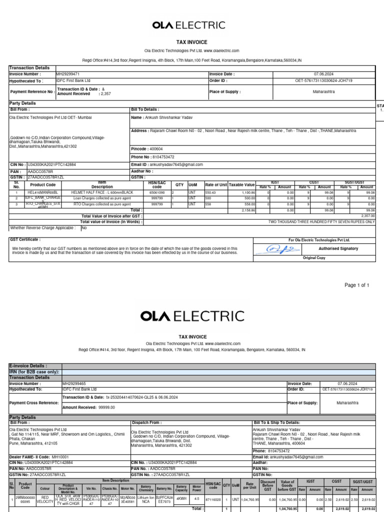 OET 576173113030624 JOH719 - Registration - Invoice Merged | PDF ...
