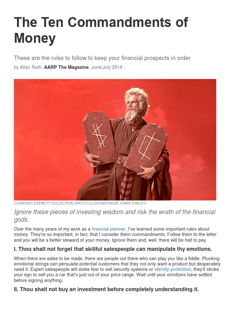 Ten Money Commandments for Investors | PDF | Sales