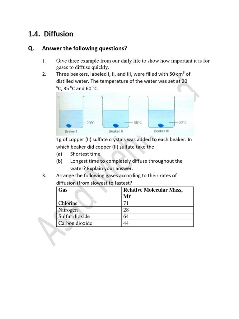 Diffusion (Unseen Question) by Raja Asad Chemistry ( | PDF