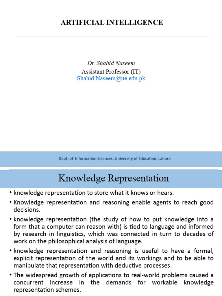 Lecture#6 - Knowledge Representation | PDF | Knowledge Representation And Reasoning | Knowledge