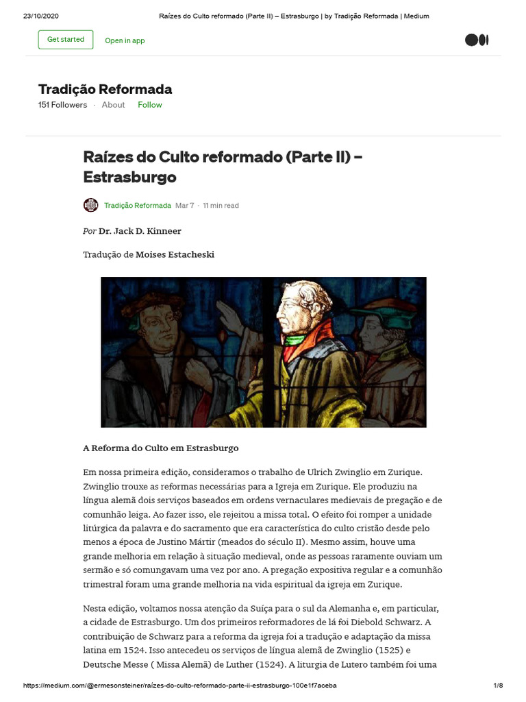 Culto Reformado em Estrasburgo: História | PDF | Liturgia | Calvinismo