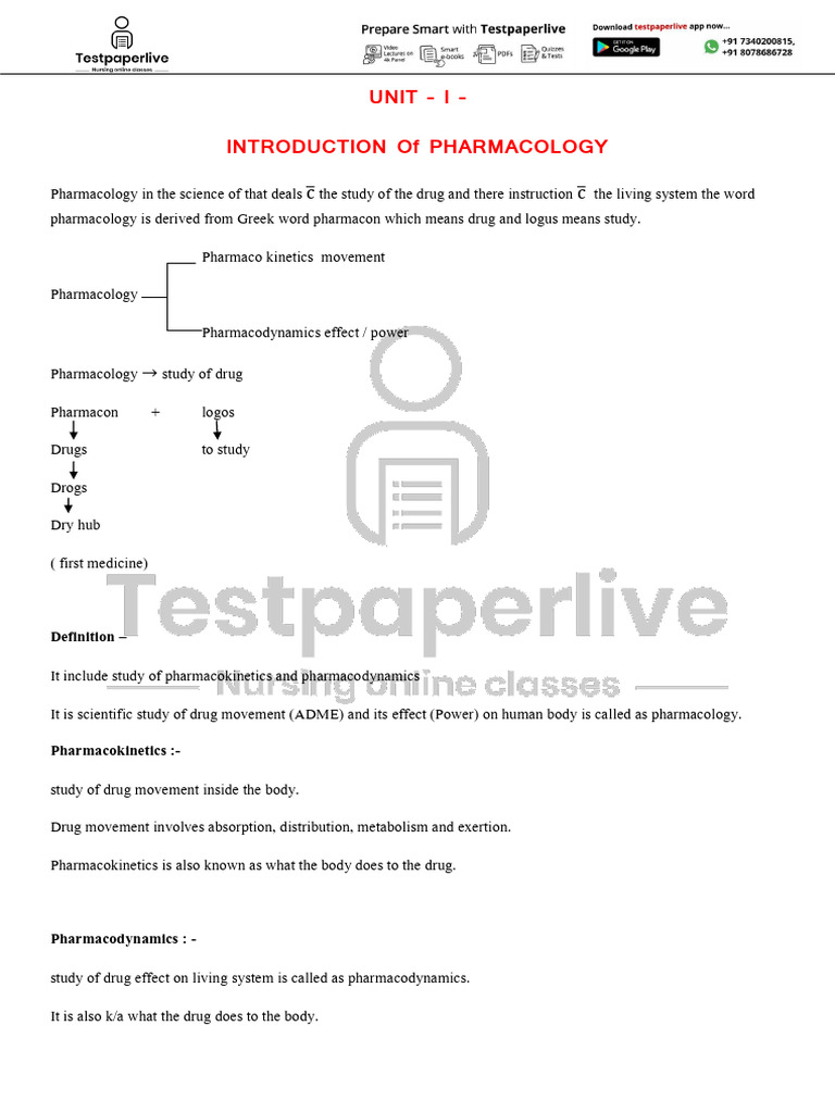 Pharmacology Notes | PDF | Cell Membrane | Drug Metabolism