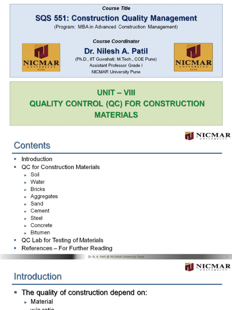 Quality Control (QC) For Construction Materials | PDF