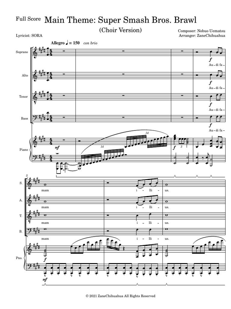 Main Theme Super Smash Bros. Brawl Choir Version Nobuo Uematsu WITH ...