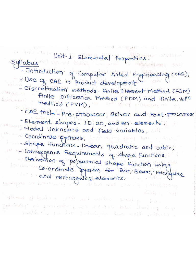 Cae U1 Notes By Yogesh Sir Pdf Engineering Physical Sciences