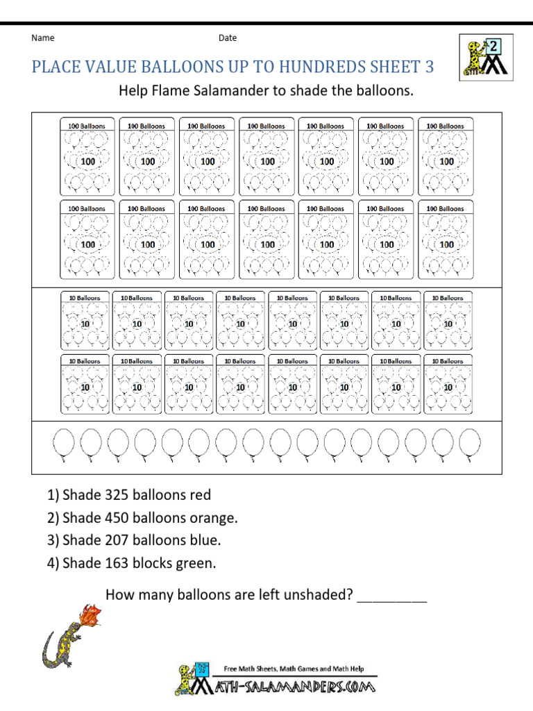 Place Value Balloons Activity Sheet | PDF