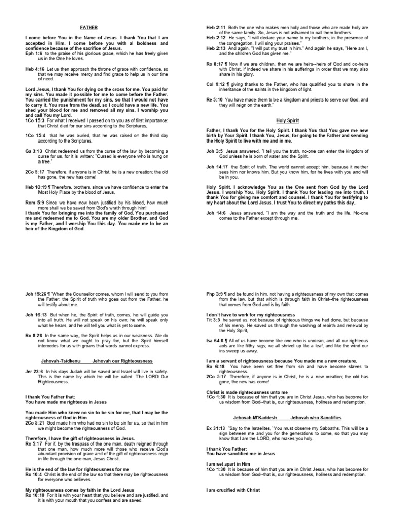 Prayer Scriptures | PDF | God The Father | Jesus