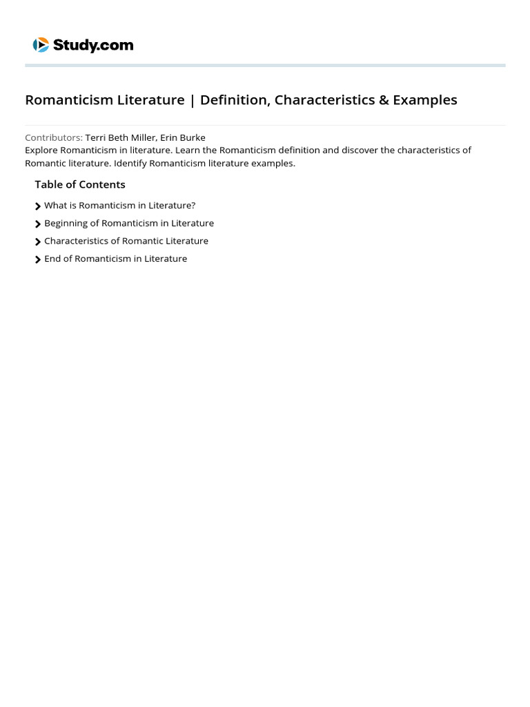 Romanticism Literature - Definition, Characteristics & Examples ...