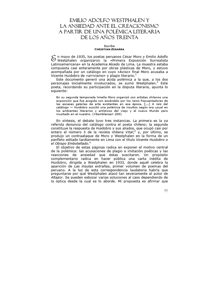 Emilio Adolfo Westphalen y La Ansiedad A | PDF | Poesía | Surrealismo