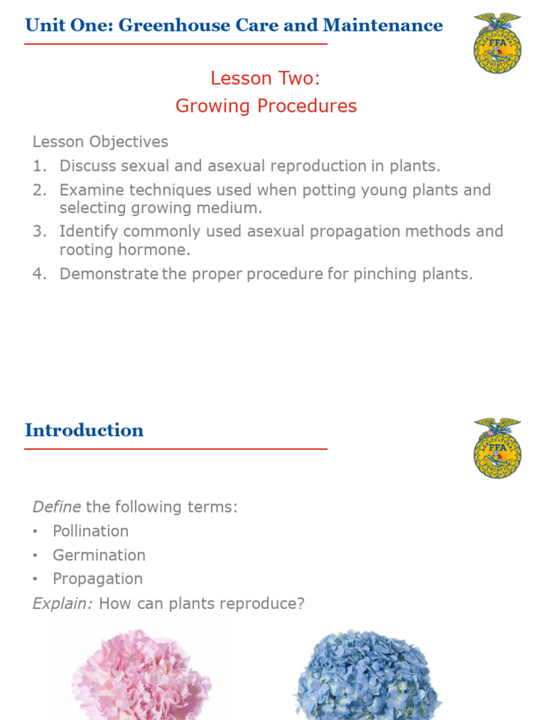 Lesson Two: Growing Procedures: Unit One: Greenhouse Care and ...