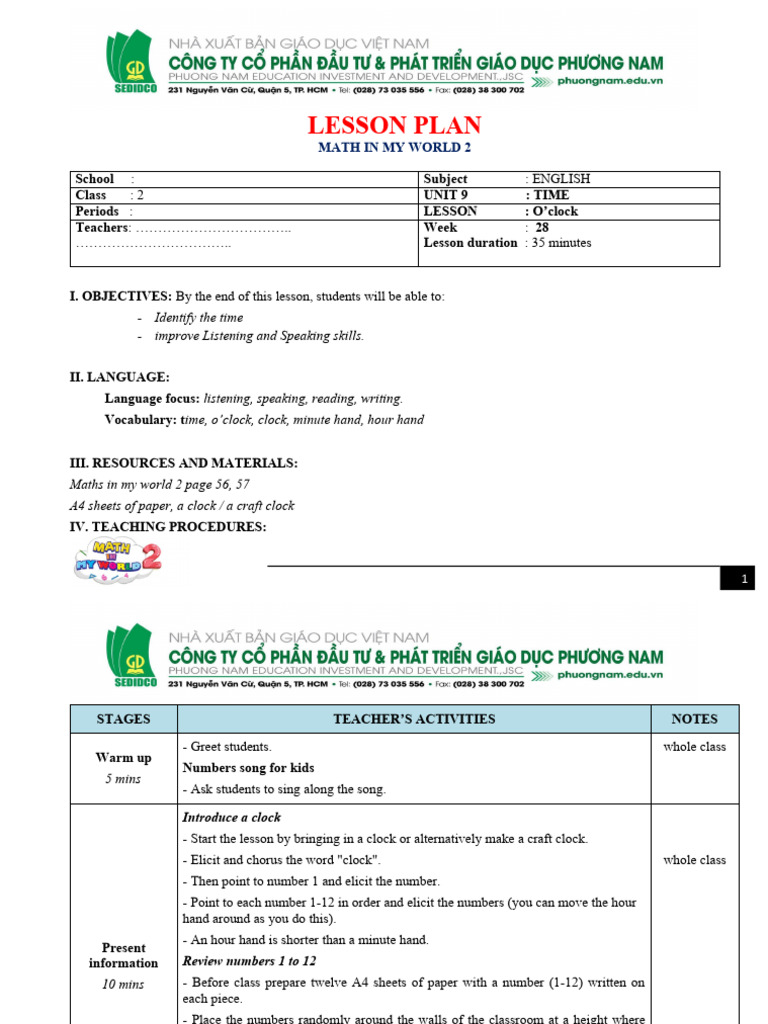Math in My World 2 - Unit 9 | PDF | Vocabulary | Lesson Plan