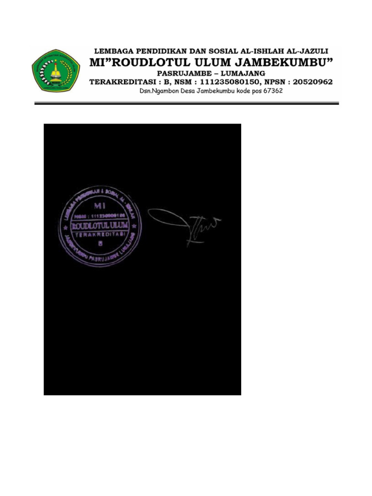 Kop MI ROUDLOTUL ULUM NGAMBON | PDF