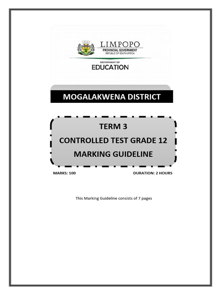 Term 3 Controlled Test Grade 12 2023 MG | PDF | Length | Metrology
