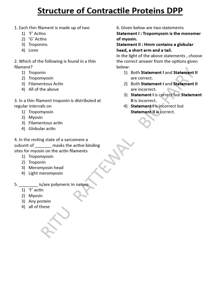 3rd DPP Structure of Contractile Proteins Locomotion and Movement | PDF ...