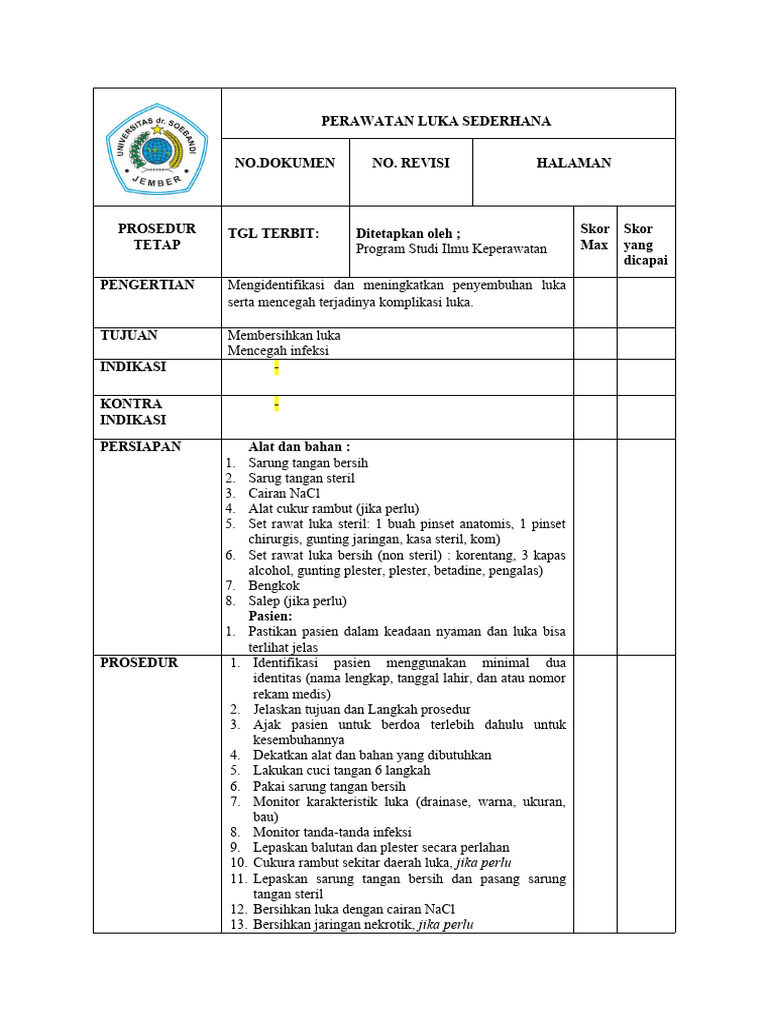 Prosedur Perawatan Luka Sederhana | PDF