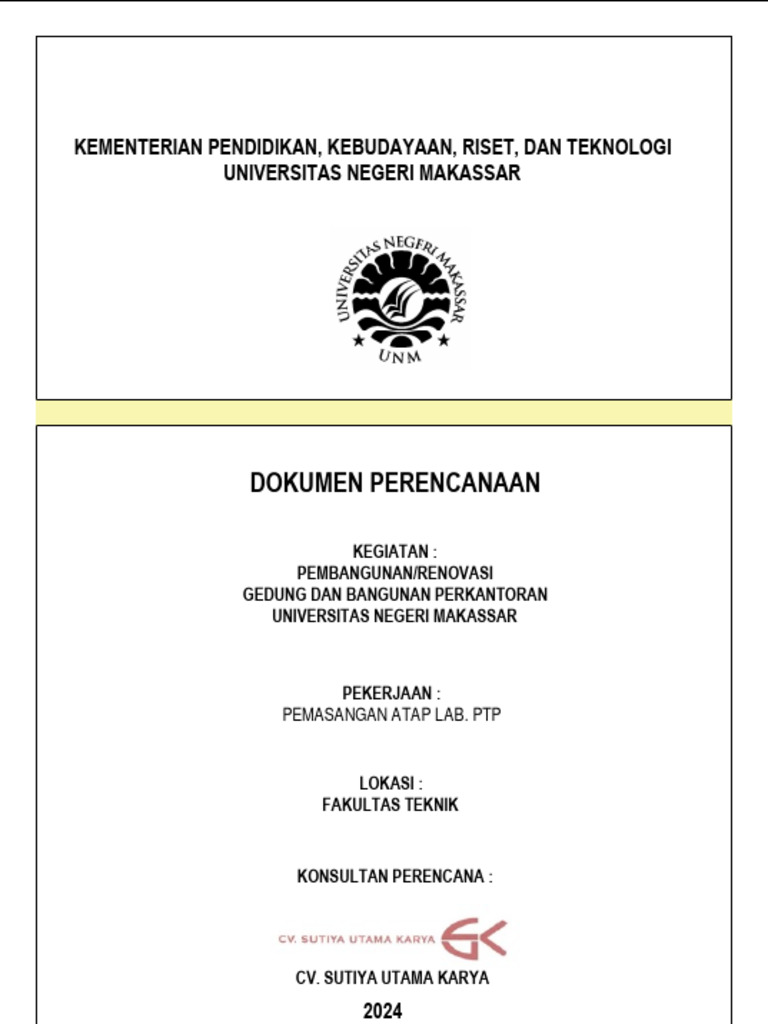 Pek. Pembuatan Atap Lab. PTP UNM Update | PDF