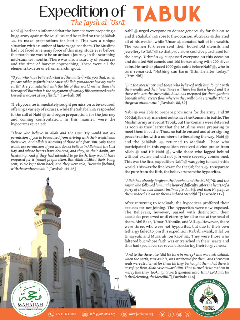 Expedition to Tabūk: A Test of Faith | PDF | Prophets And Messengers In ...
