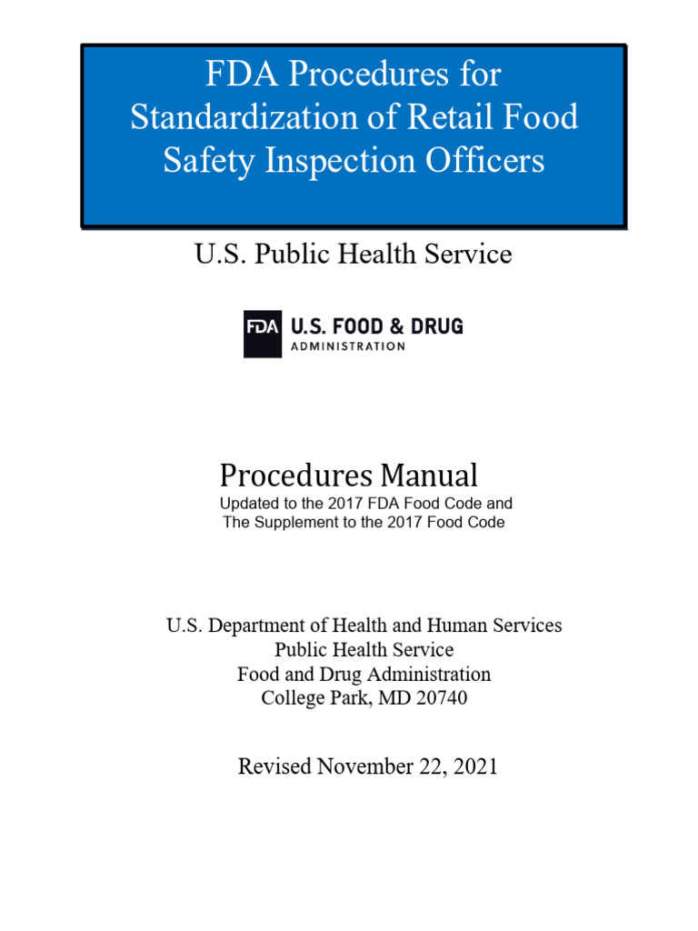 Procedures For Standardization Retail Food Safety Inspection Officers ...