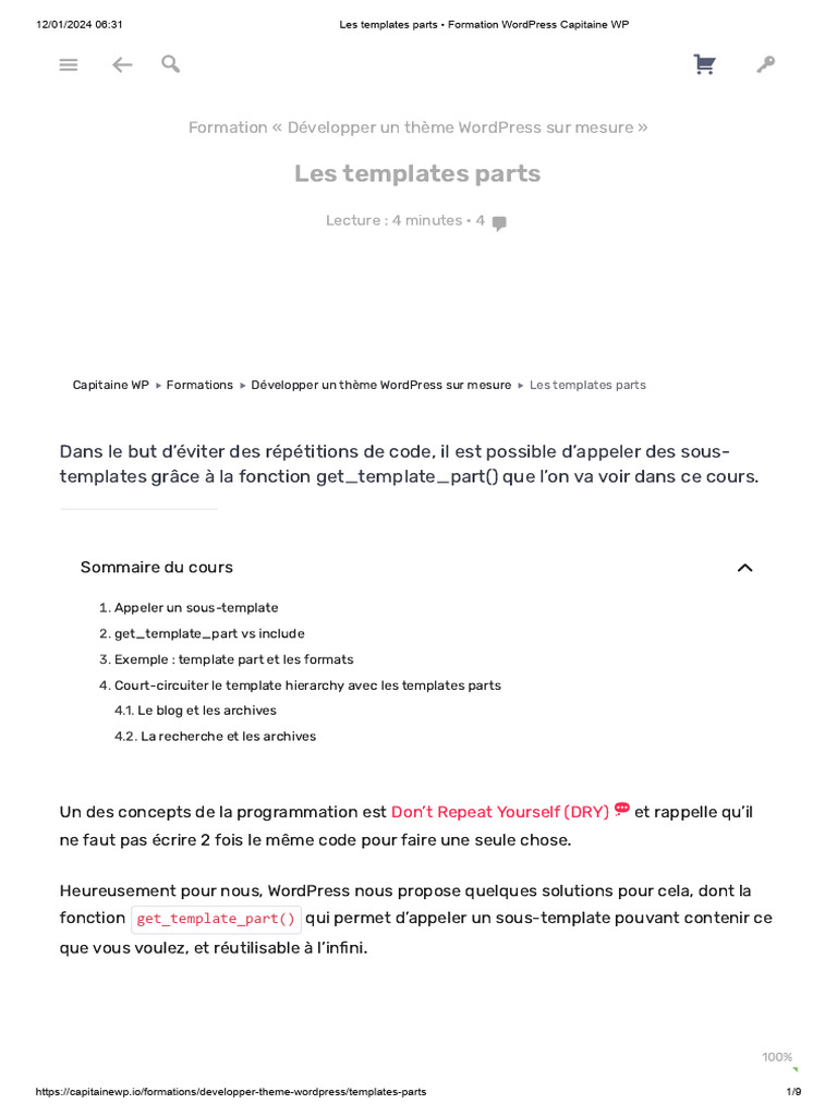 Utiliser les Template Parts en WordPress | PDF | WordPress | PHP