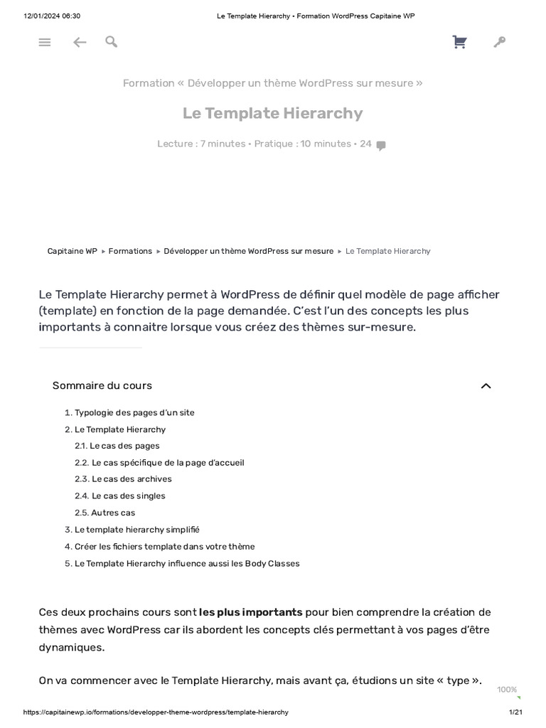 Formation WordPress: Template Hierarchy | PDF | WordPress | Blog
