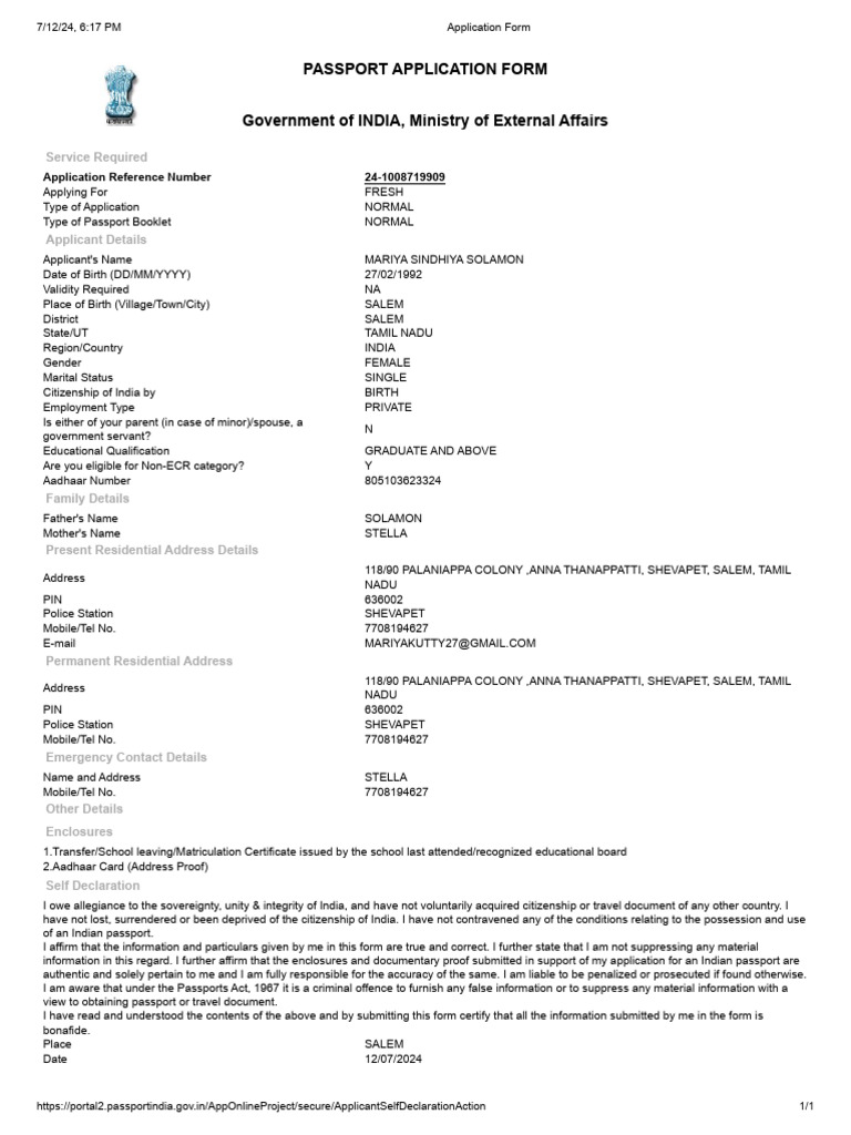Application FormMA | PDF | Passport | Government And Personhood