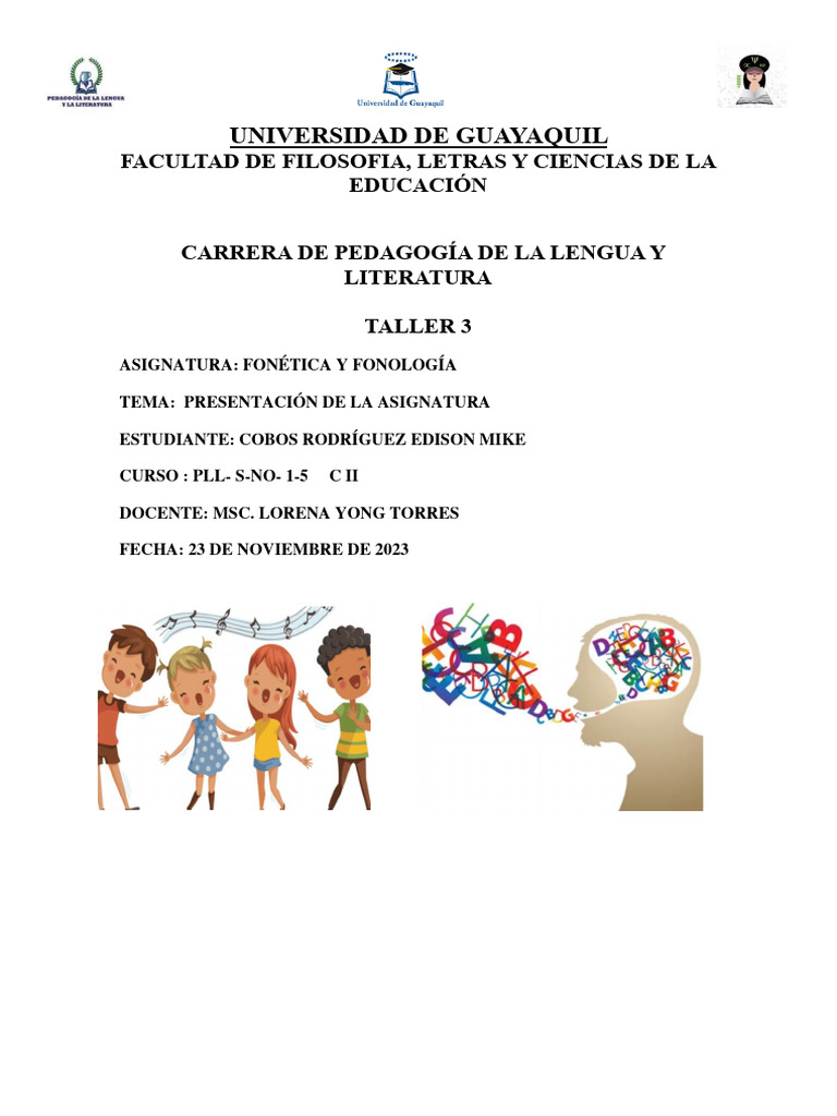 Taller 3 de Fonética | PDF | Fonética | Habla