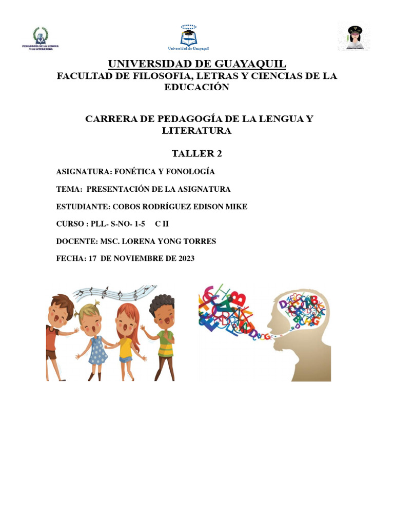 Taller 2 Fonética | PDF | Boca | Vocal