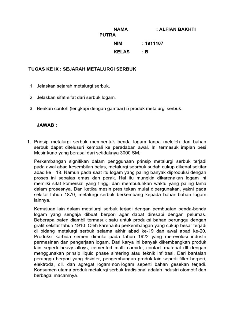 Contoh Produk Metalurgi Serbuk | PDF