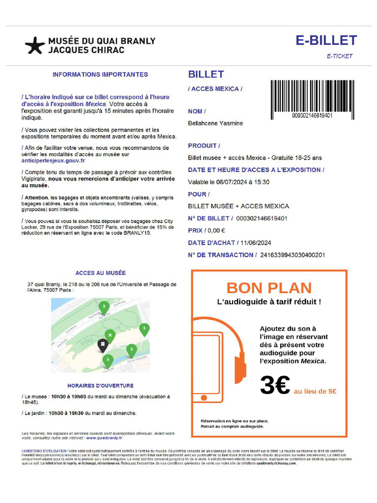 Billets Quai Branly 07-07-2024 | PDF