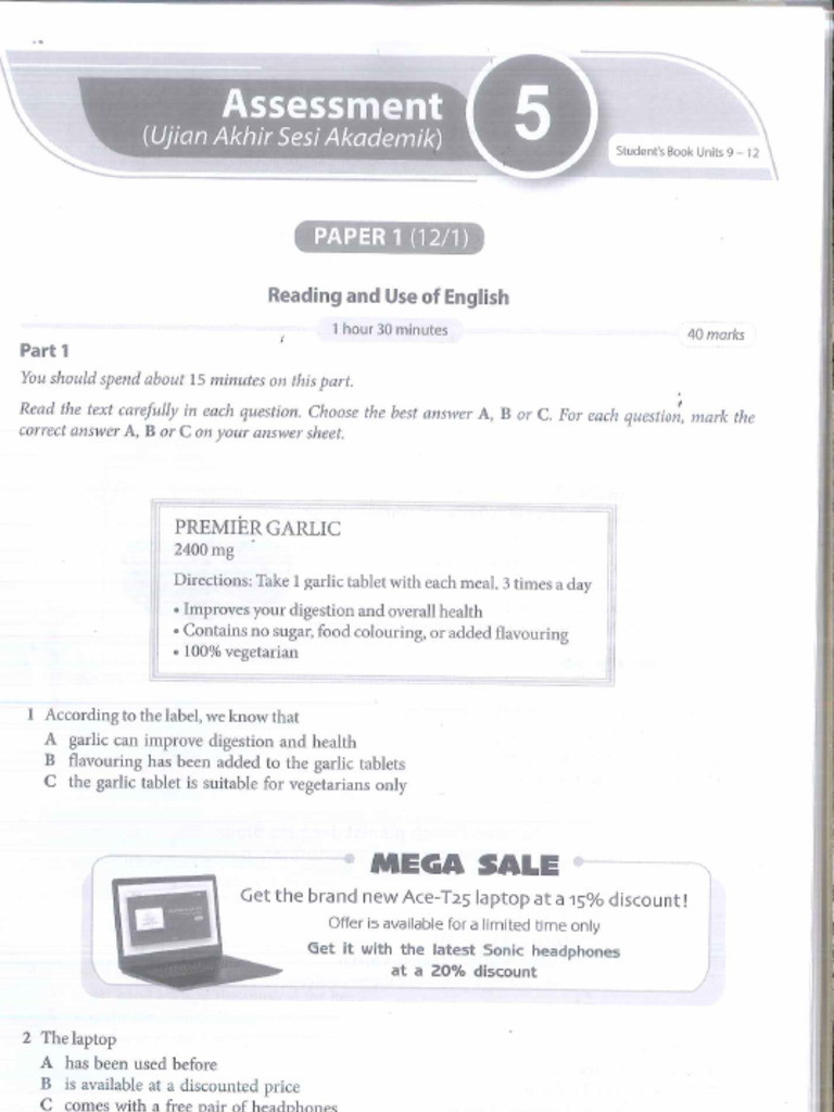 Form 3 UASA Format Test 5 | PDF