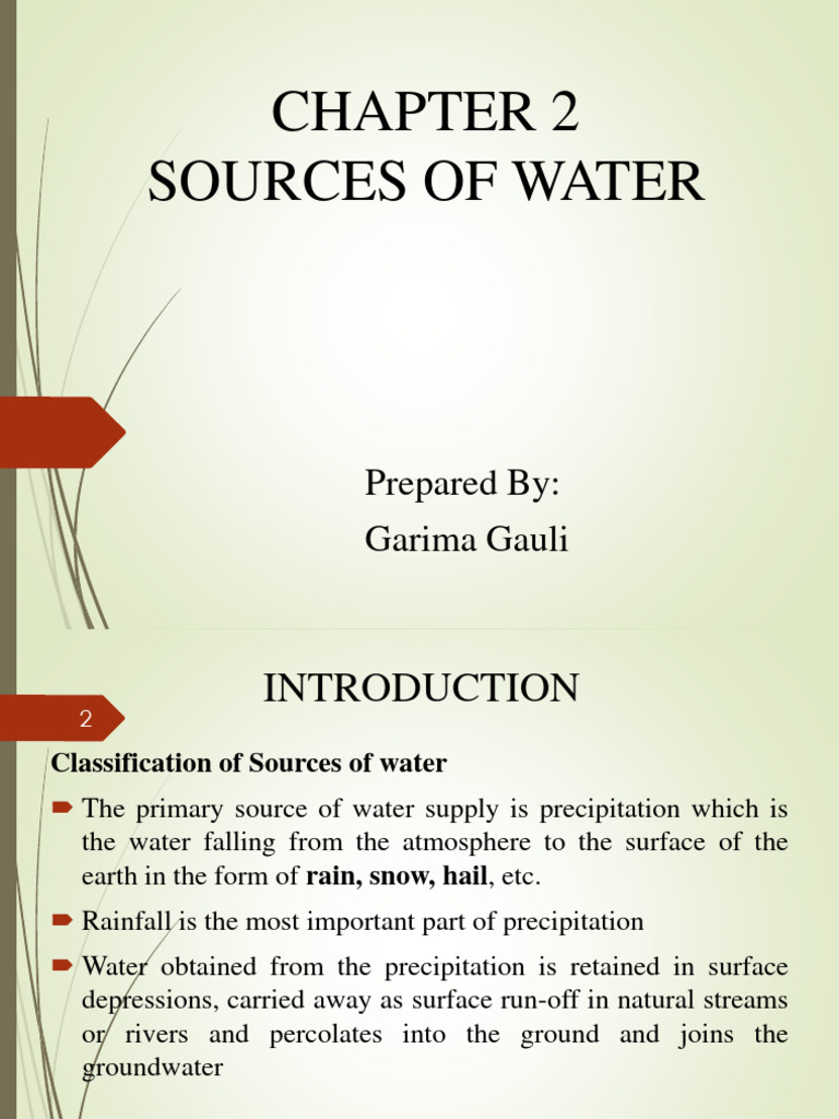 Chapter 2 Sources of Water | PDF | Aquifer | Groundwater