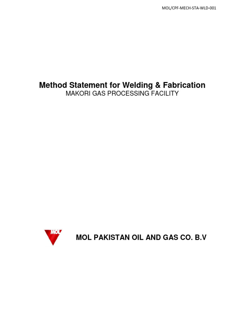 Method Statement For Welding & Fabrication | PDF | Welding | Construction