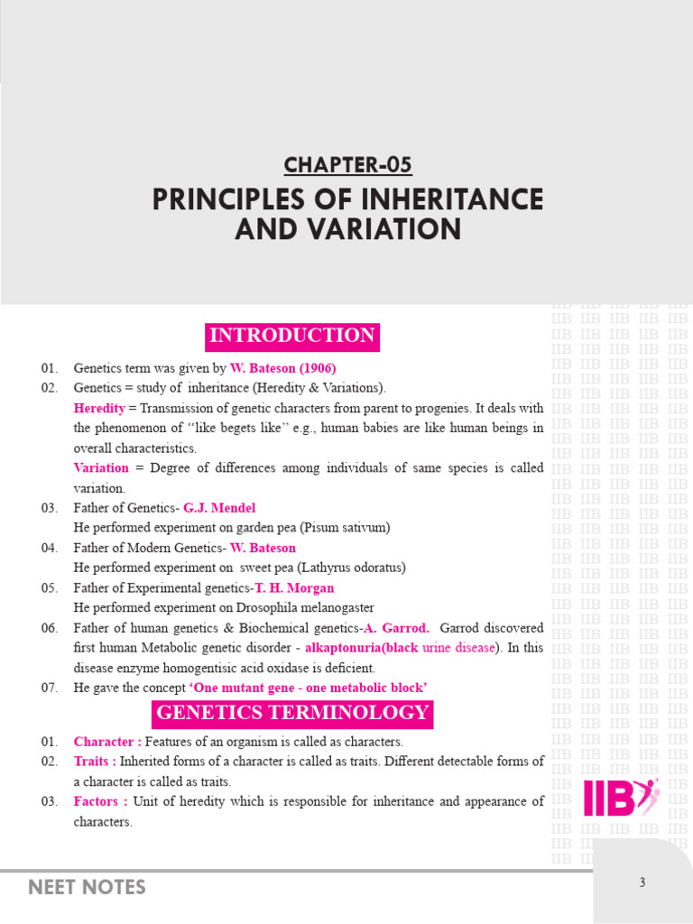 Principles of Inheritance and Variation: Chapter-05 | PDF | Zygosity | Allele