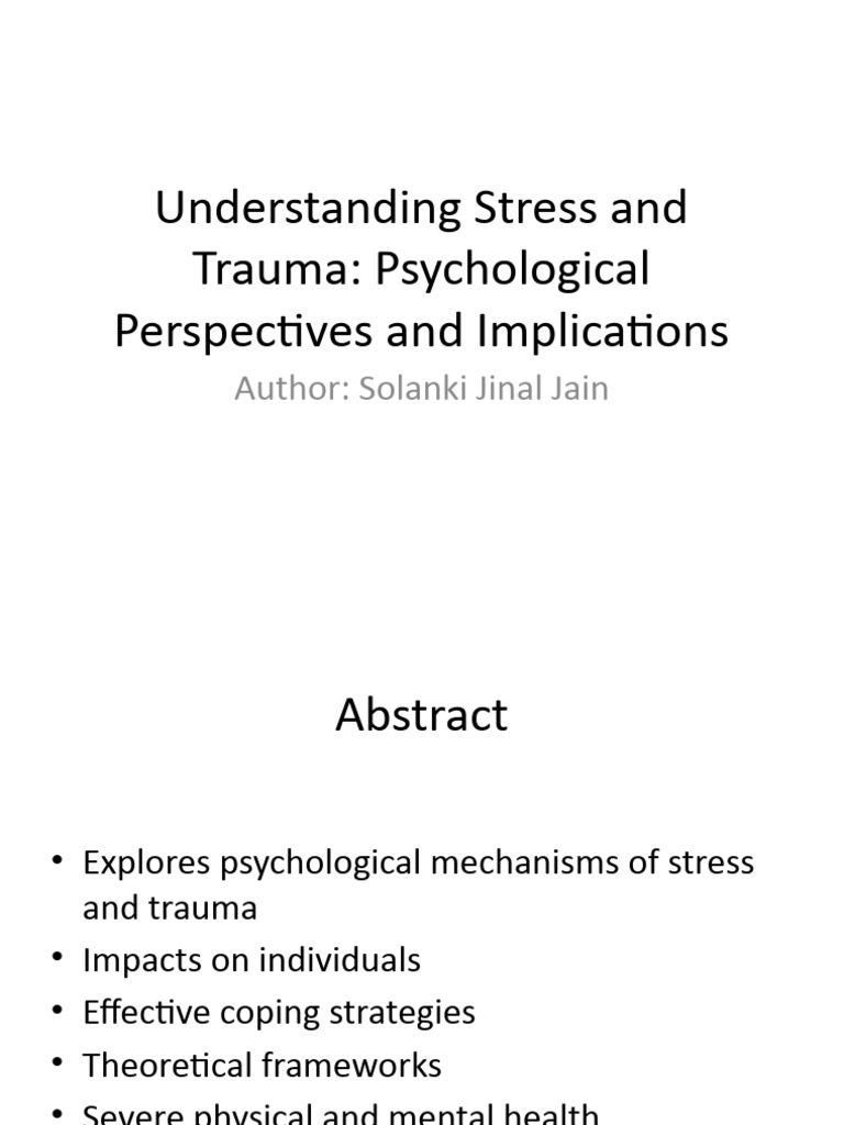 Understanding Stress and Trauma Presentation Enhanced | PDF | Stress ...
