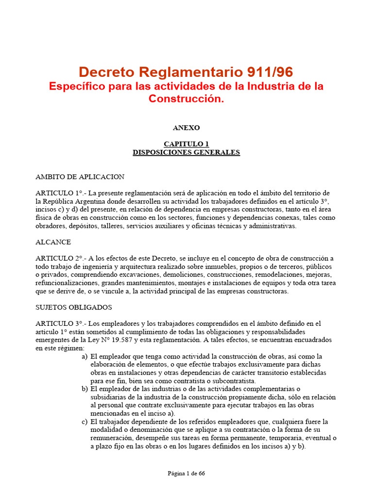 Decreto 911-96 | PDF | Seguridad y salud ocupacional | Agua