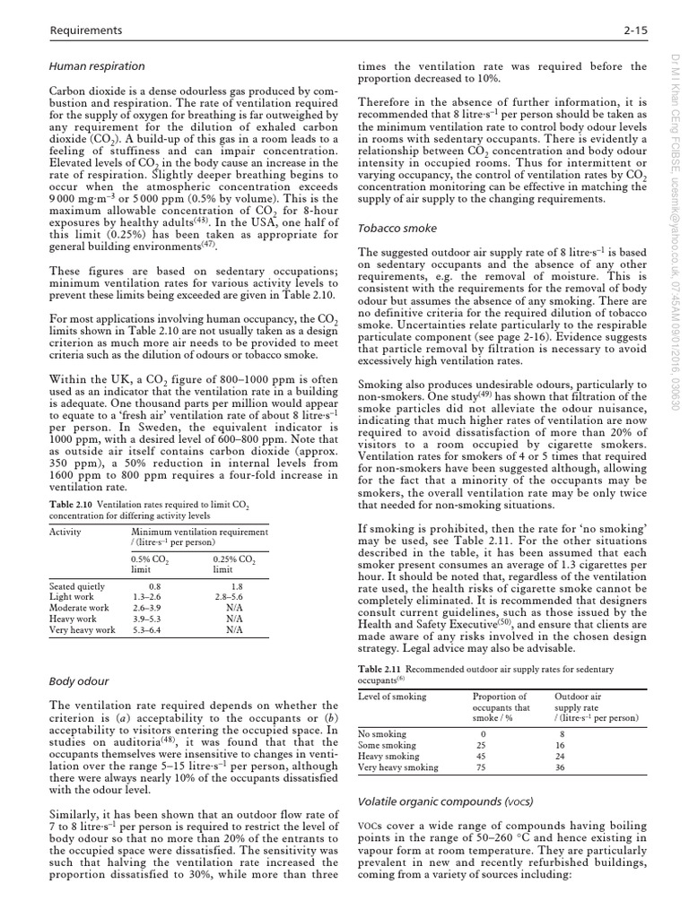 Smoking Rooms Ventilation Requirements | PDF | Breathing | Carbon Dioxide
