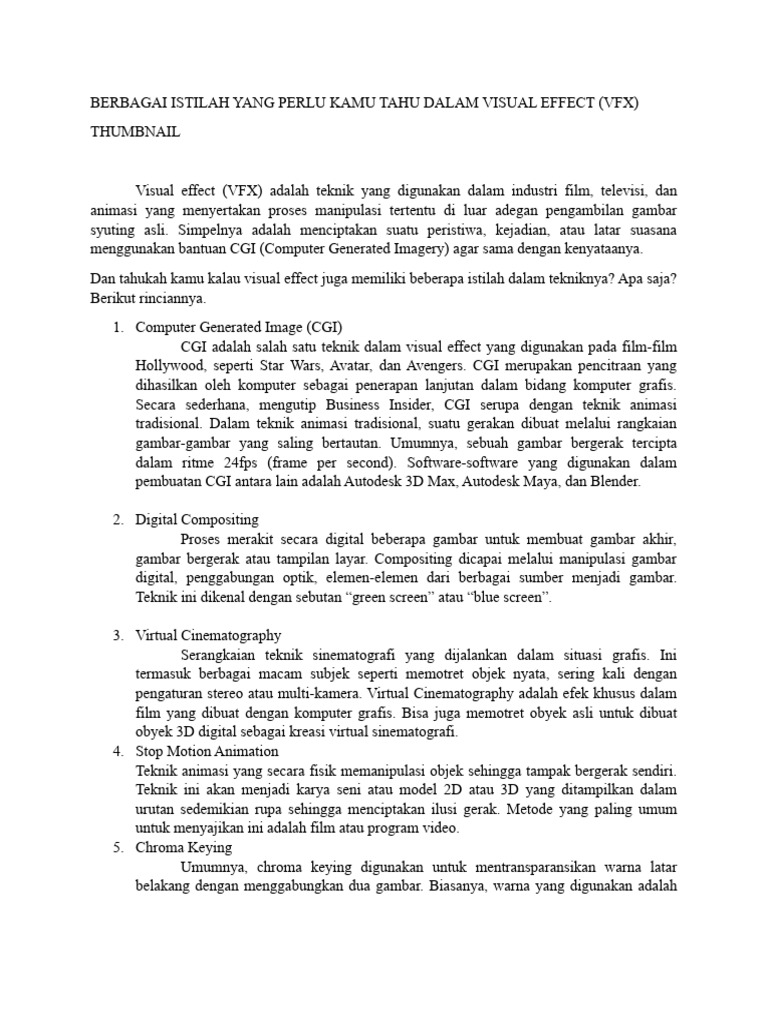 Istilah Penting dalam Visual Effect (VFX) | PDF | Komputer | Teknologi ...