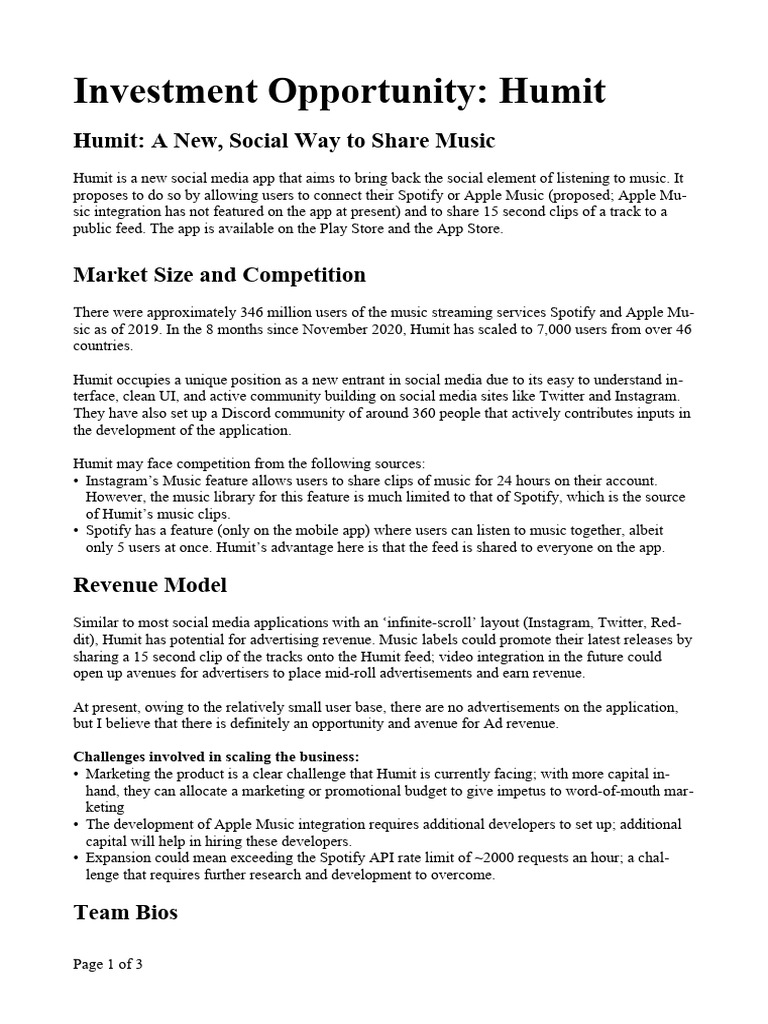 Humit | PDF | Spotify | Mobile App