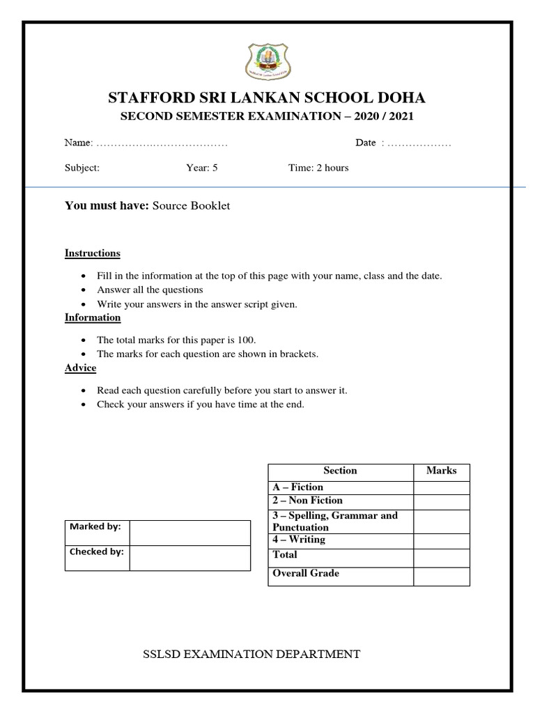 Year 5 English Test Paper | PDF | Apollo Program | Nasa