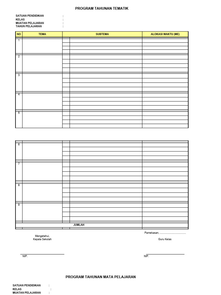 PROTA DAN PROSEM (Tematik Dan MTK) | PDF