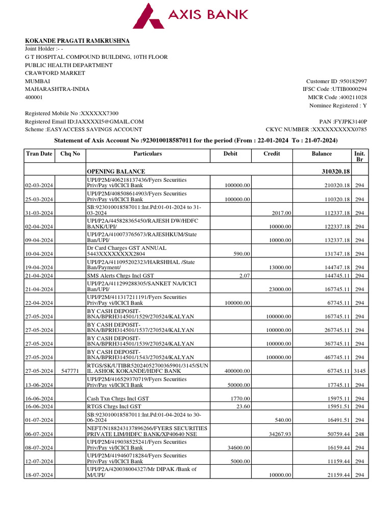 6-Month Bank Statement Summary | PDF | Debit Card | Banks