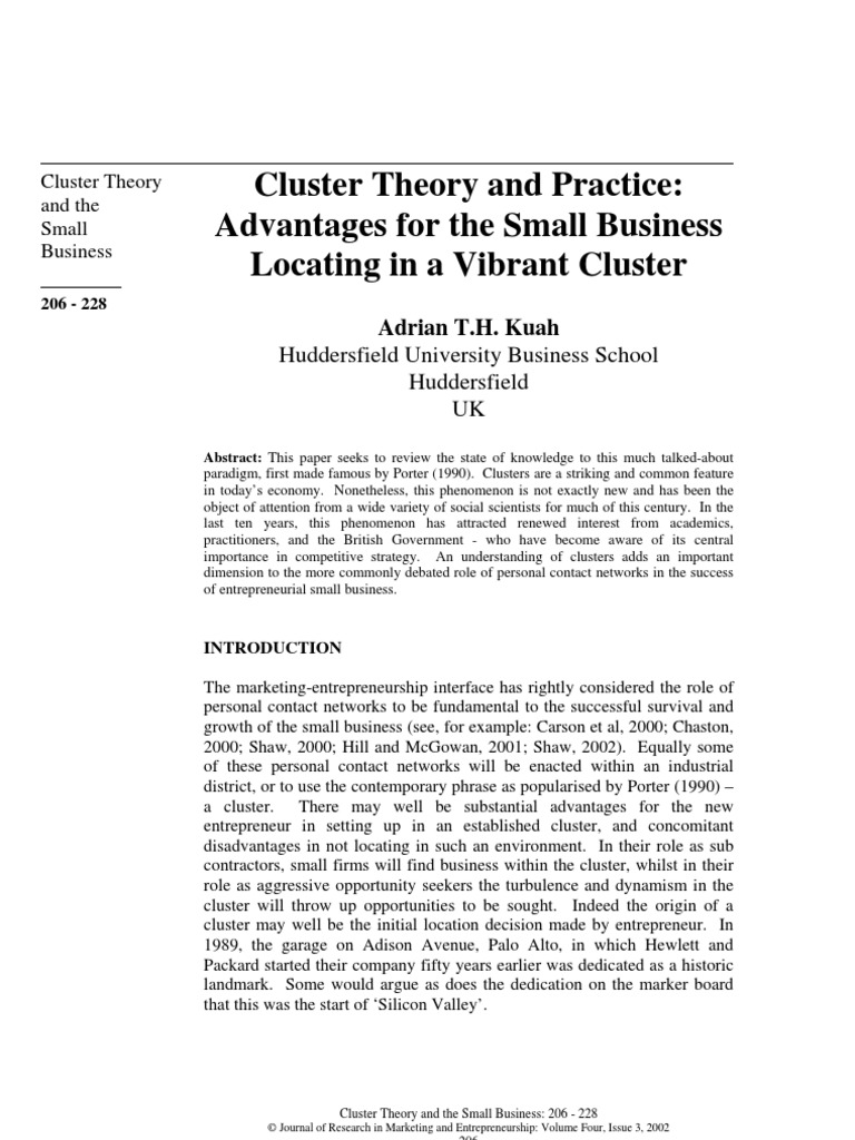 Cluster Theory and Practice: Advantages For The Small Business Locating ...