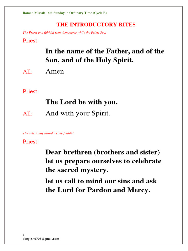 16 TH Sunday in OT Cycle B | PDF | Eucharist | Lord's Prayer